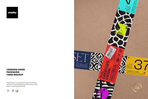 Crossing Paper Packaging Tapes Mockup | Creatsy®