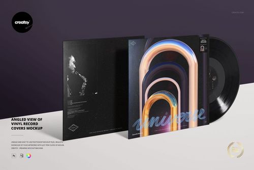 Angled View of Vinyl Record Covers Mockup | Creatsy®