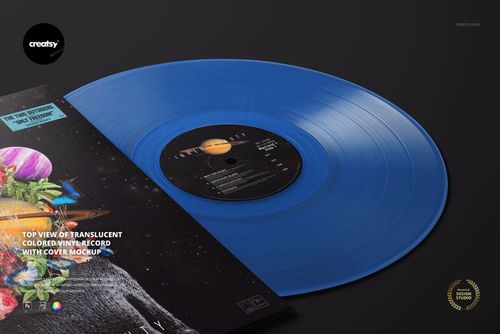Angled View of Translucent Colored Vinyl Record with Cover Mockup ...