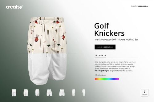 Men’s Polyester Golf Knickers Mockup Set | Creatsy®