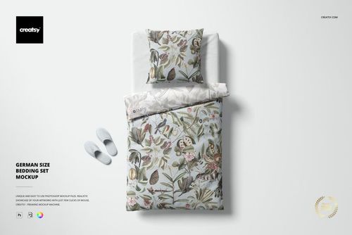 German Size Bedding Set Mockup | Creatsy®