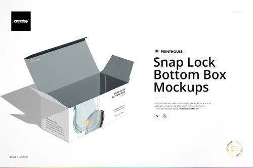 Snap Lock Bottom Box Mockup Set | Creatsy®