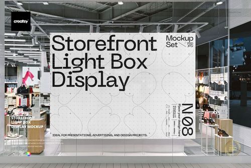 Storefront Light Box Display Mockup | Creatsy®