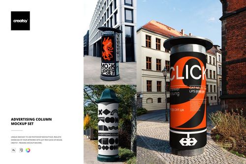 Advertising Column Mockup Set | Creatsy®
