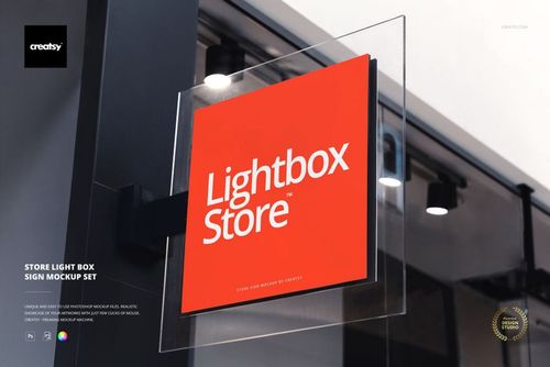 Store Light Box Sign Mockup | Creatsy®