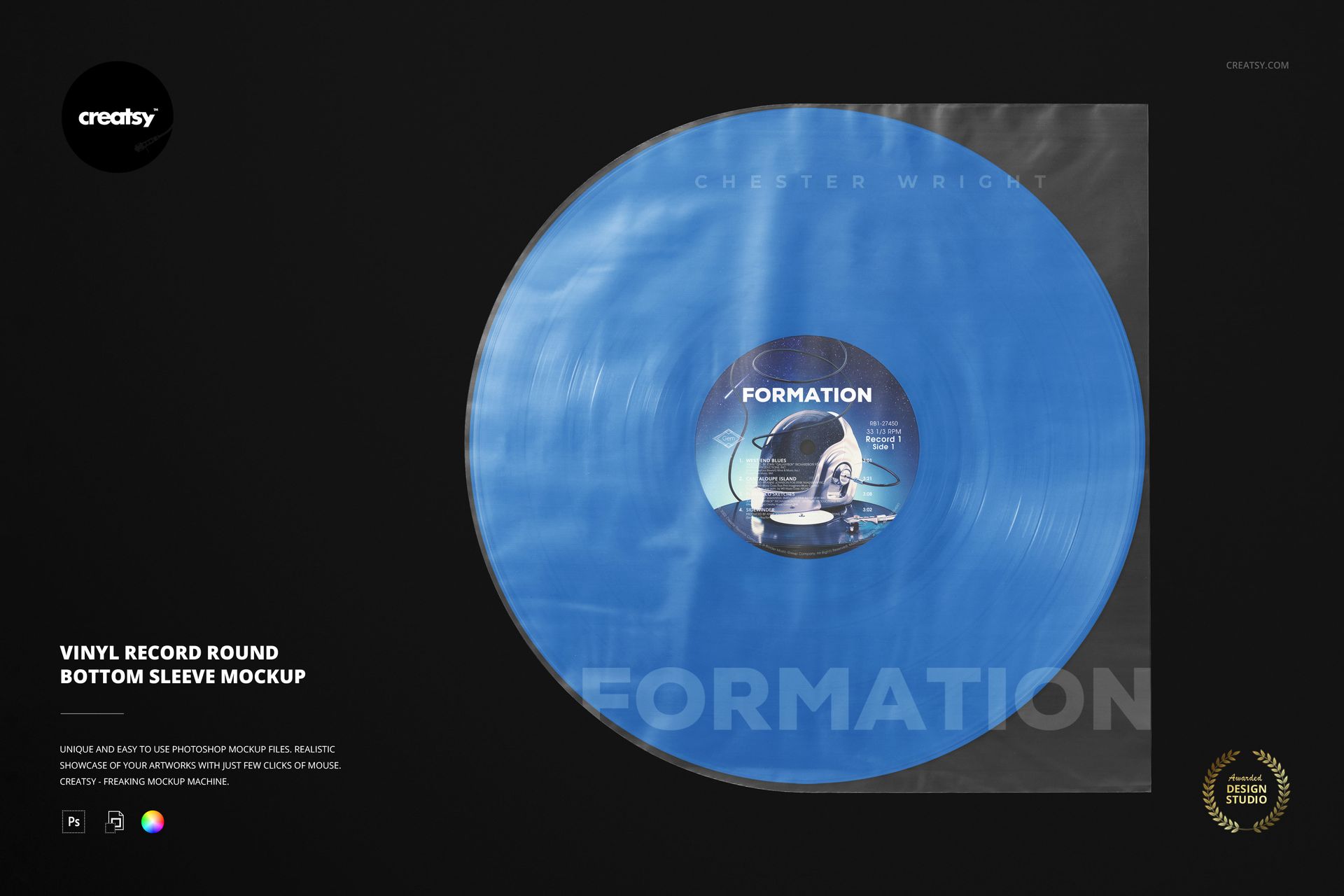 Vinyl Record Round Bottom Sleeve Mockup | Creatsy®