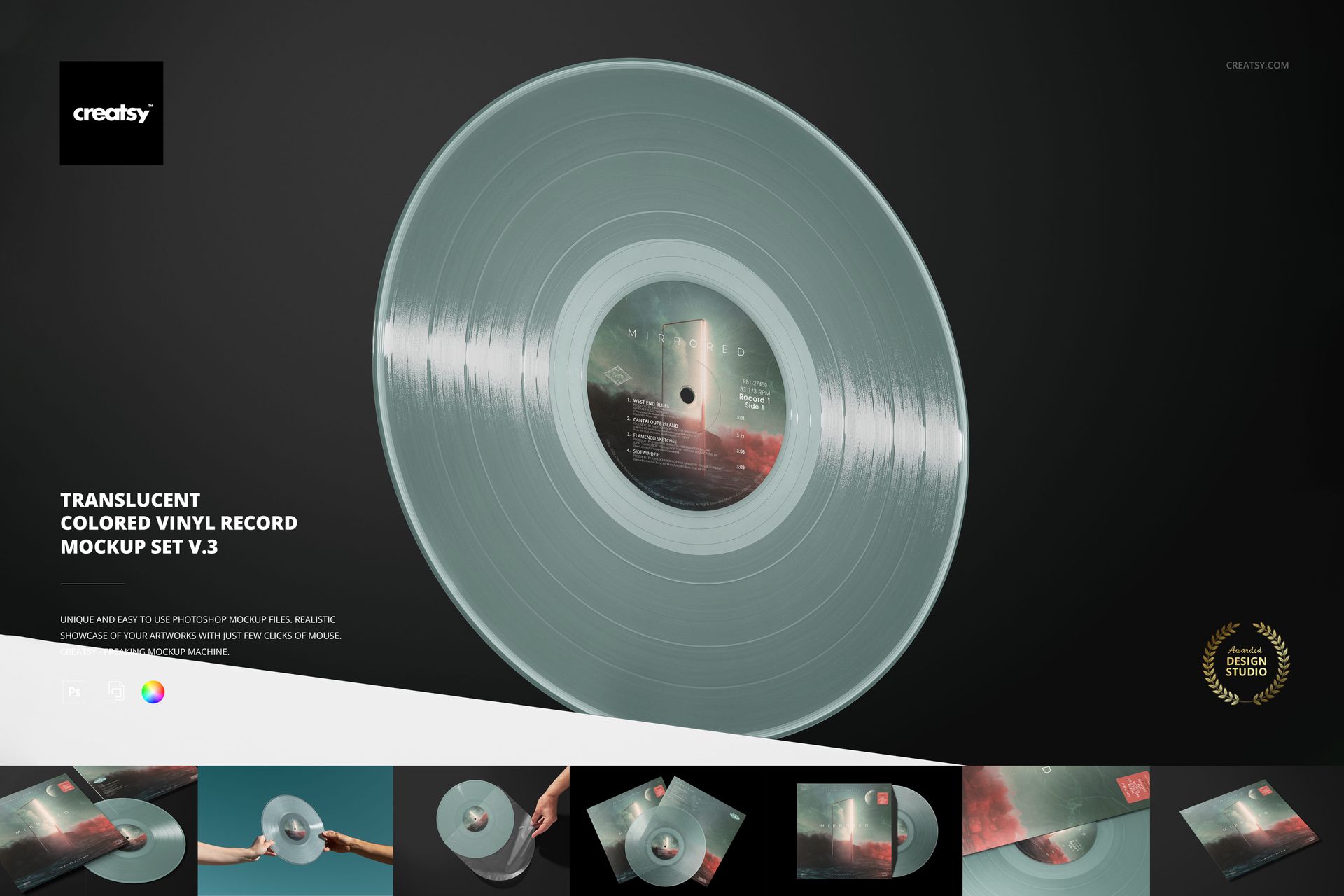 Translucent Colored Vinyl Record Mockup Set v.3 | Creatsy®