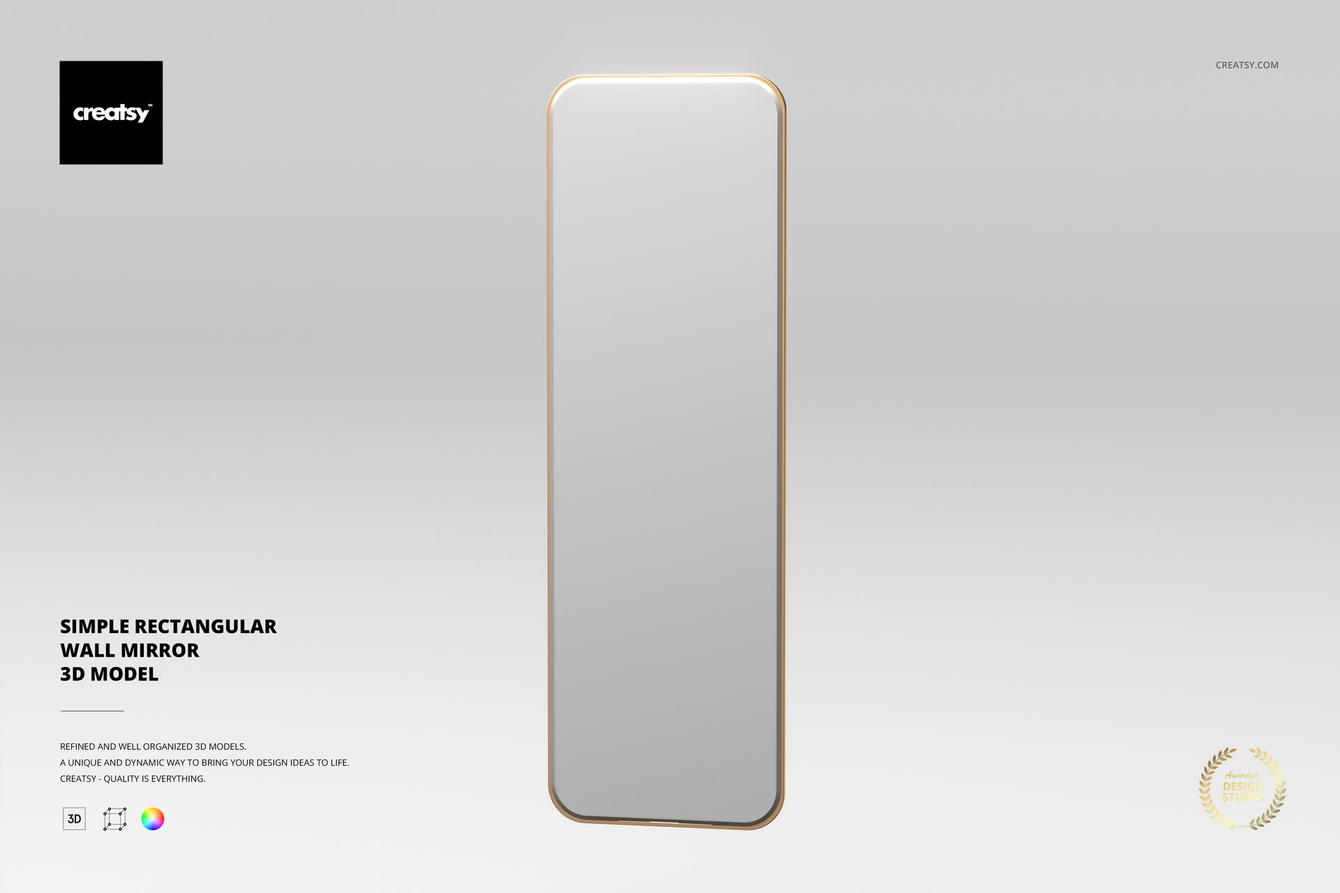 Simple Rectangular Wall Mirror 3D Model | Creatsy®