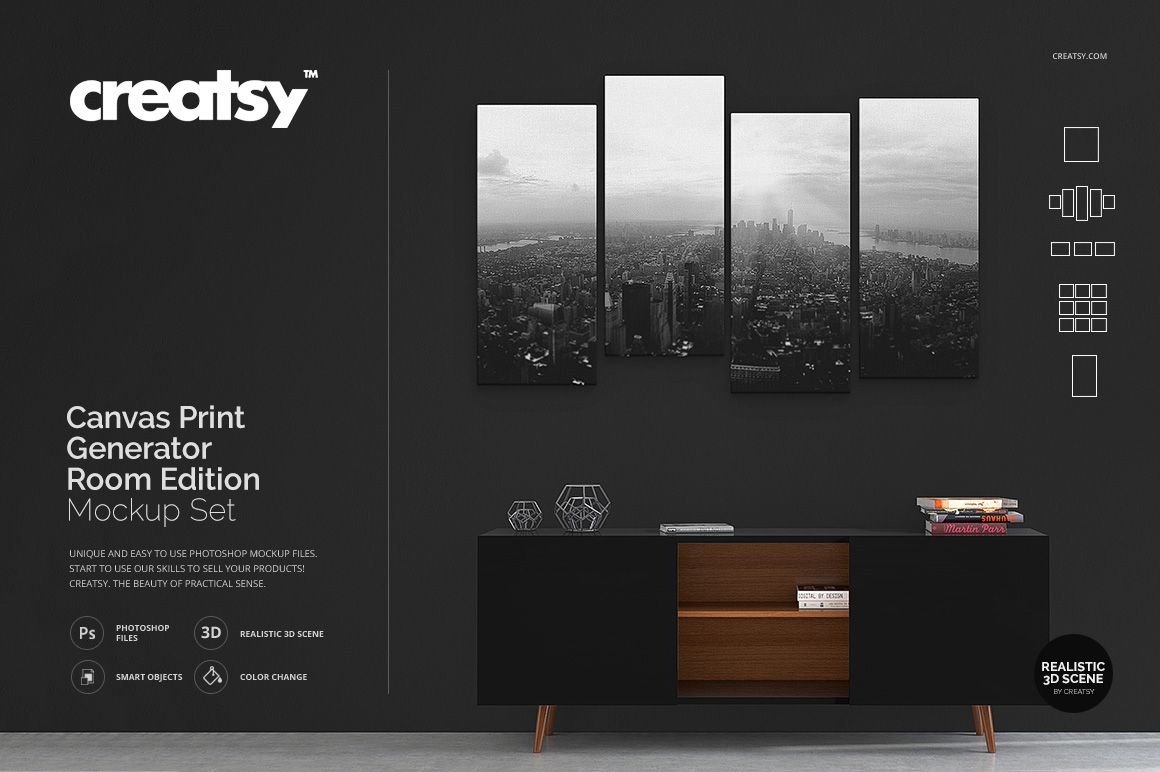 Canvas Print Generator Room Edition Mockup Set | Creatsy®
