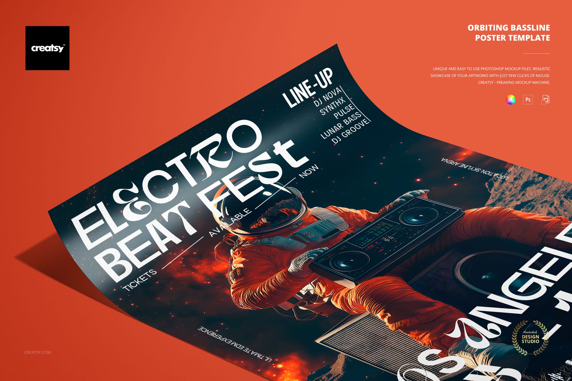 Orbiting Bassline Poster Template | Creatsy®