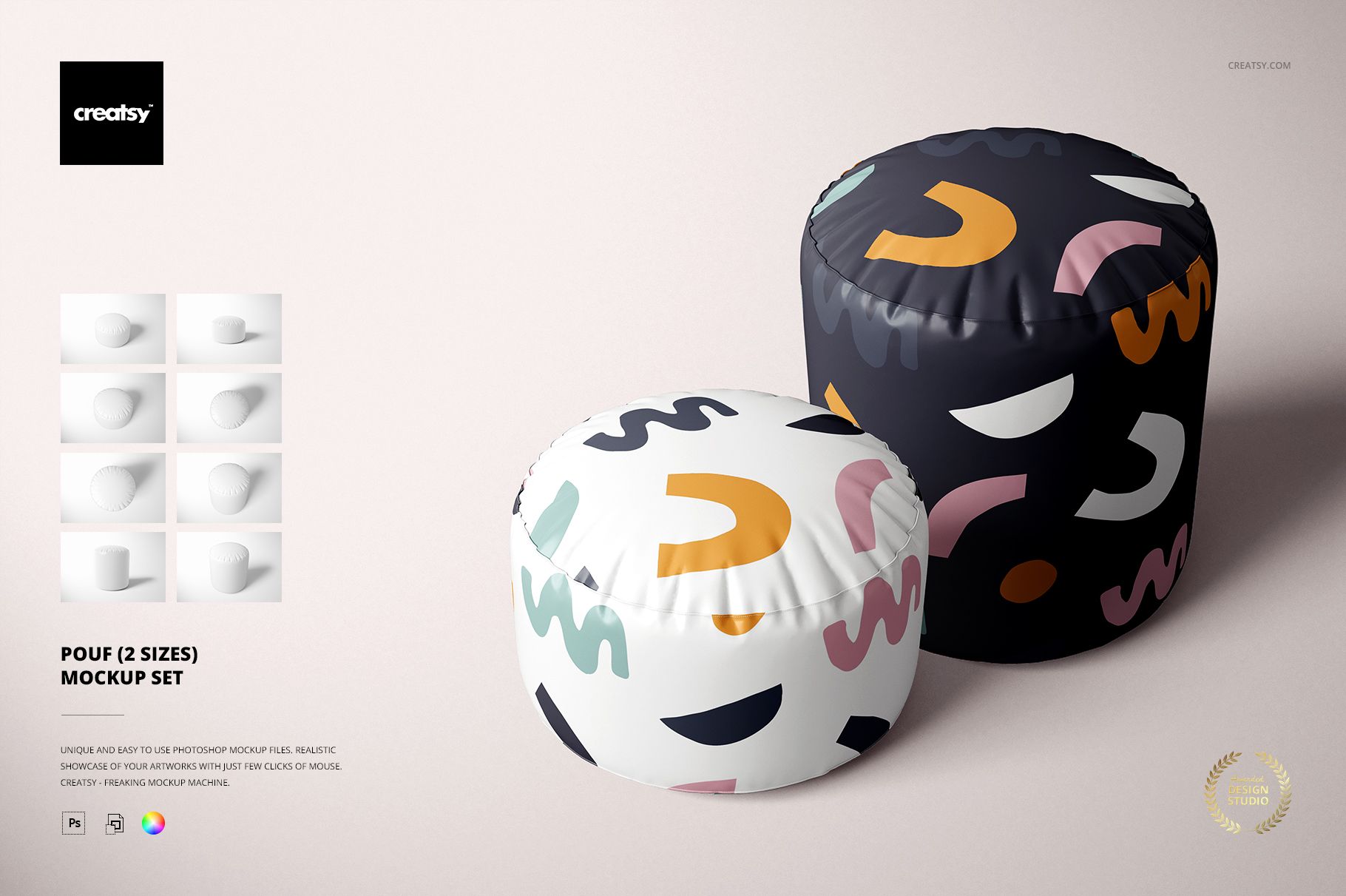Pouf (2 sizes) Mockup Set | Creatsy®