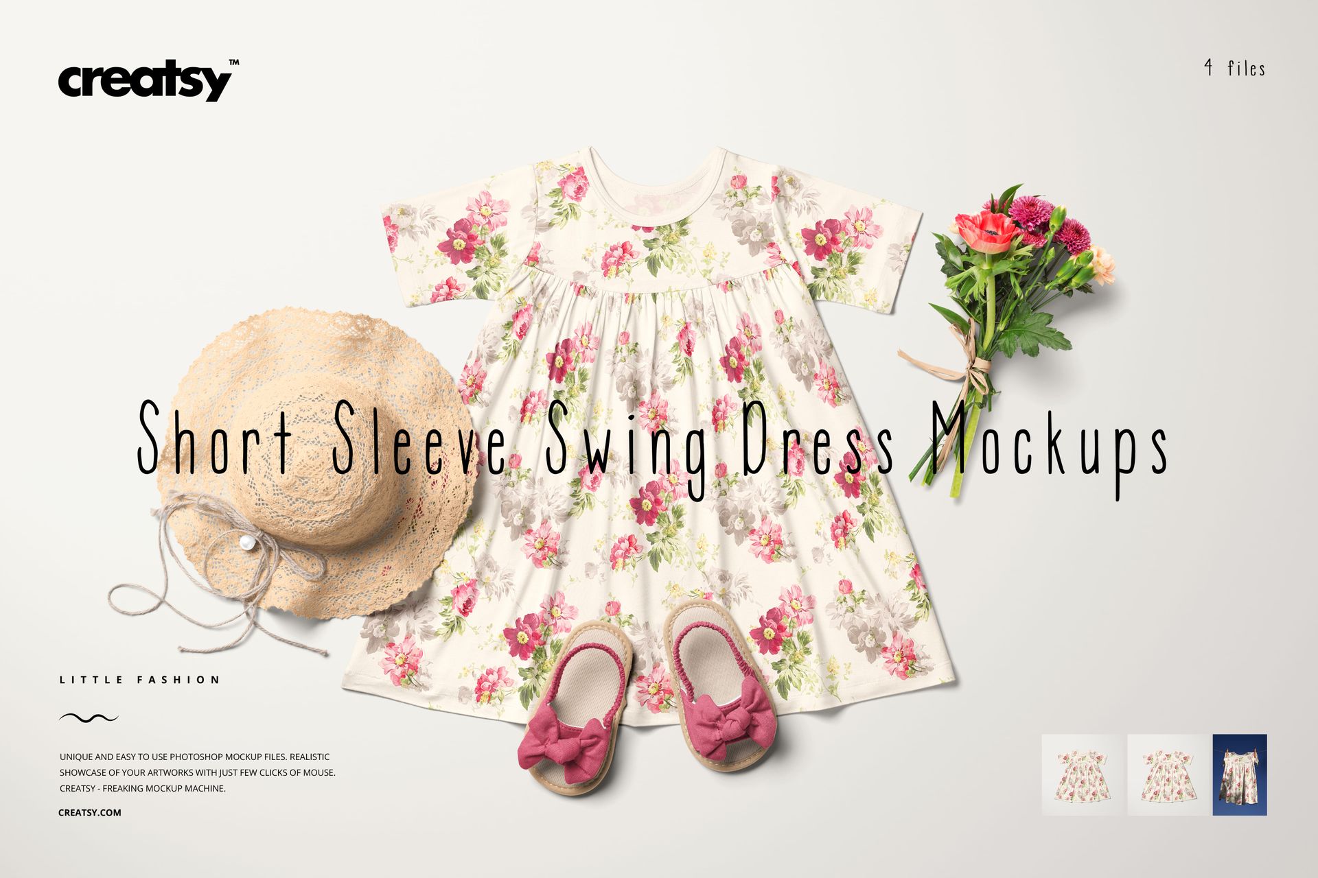 Short Sleeve Swing Dress Mockup Set | Creatsy®