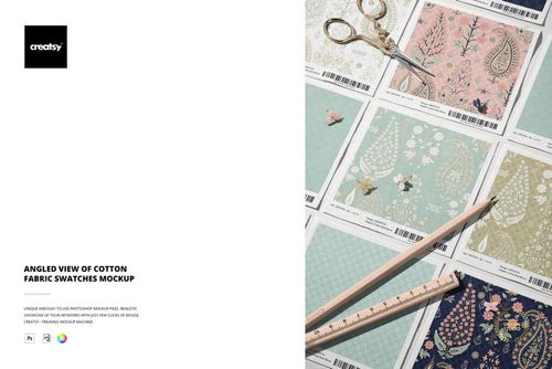 Angled View of Cotton Fabric Swatches Mockup | Creatsy®