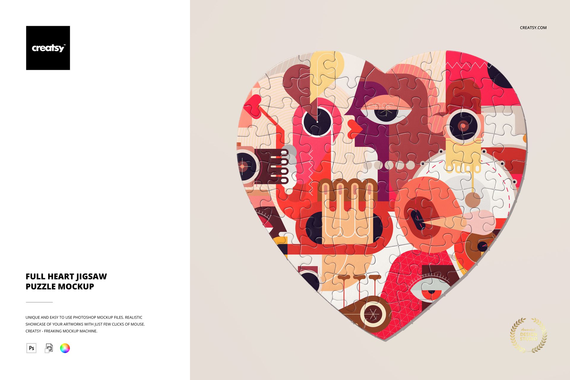 Full Heart Jigsaw Puzzle Pieces Mockup | Creatsy®
