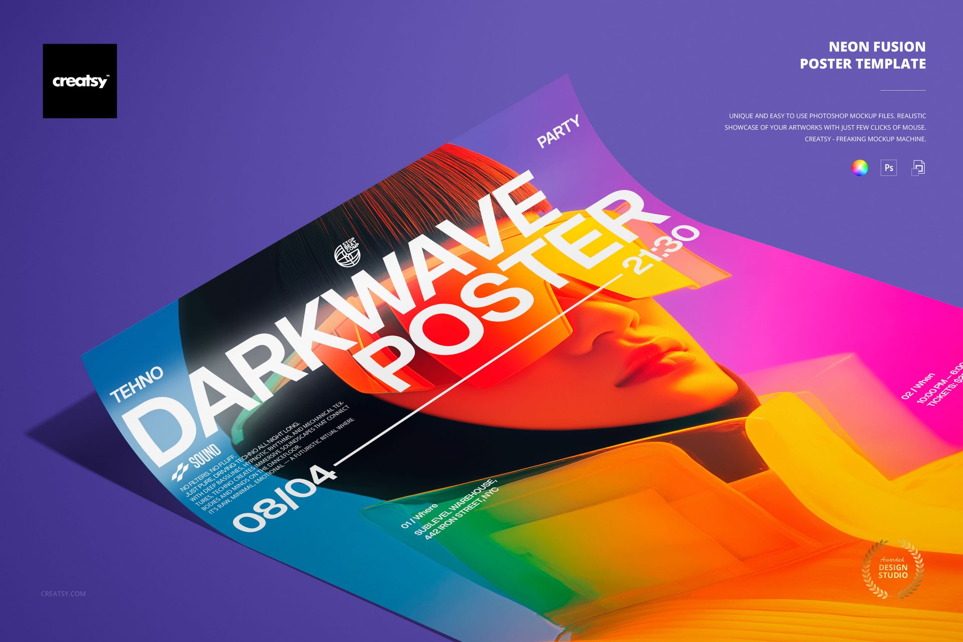 Neon Fusion Poster Template | Creatsy®