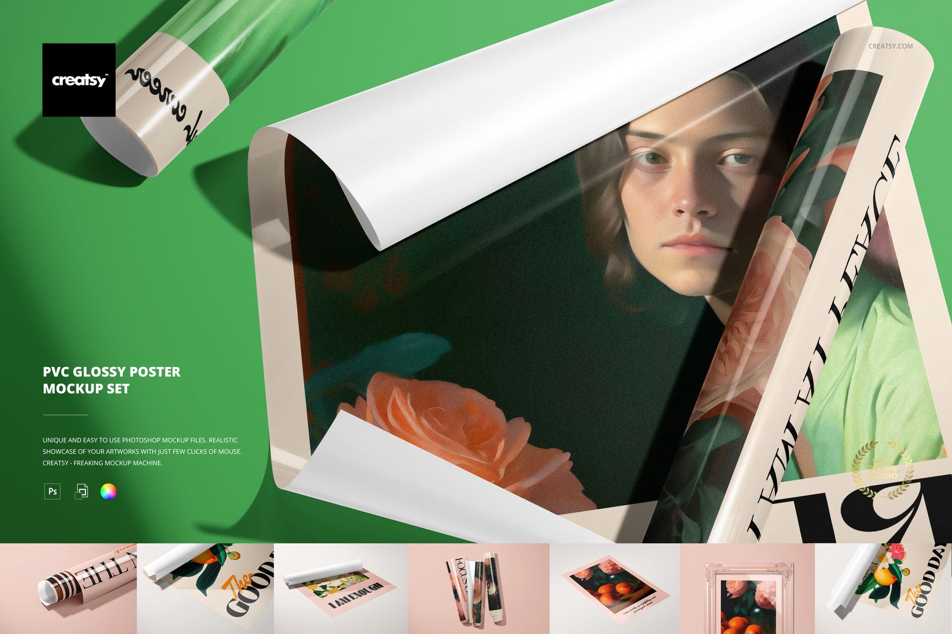 PVC Glossy Poster Mockup Set | Creatsy®