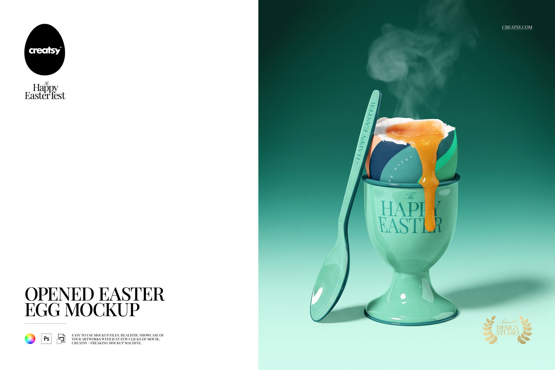 Opened Easter Egg Mockup | PSD | Creatsy | Creatsy®