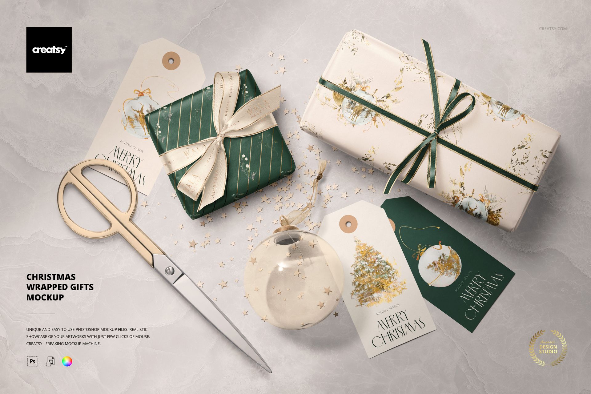 Christmas Wrapped Gifts Mockup | Creatsy®