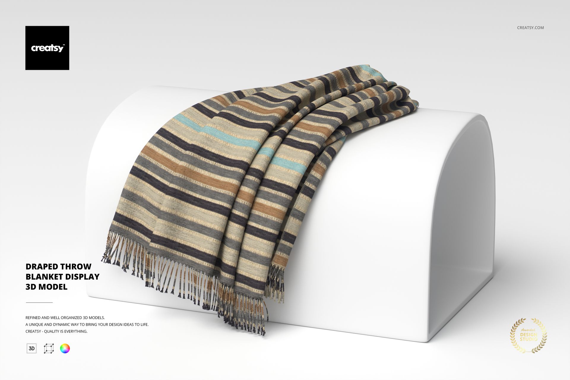 Draped Throw Blanket Display 3D Model | Creatsy®