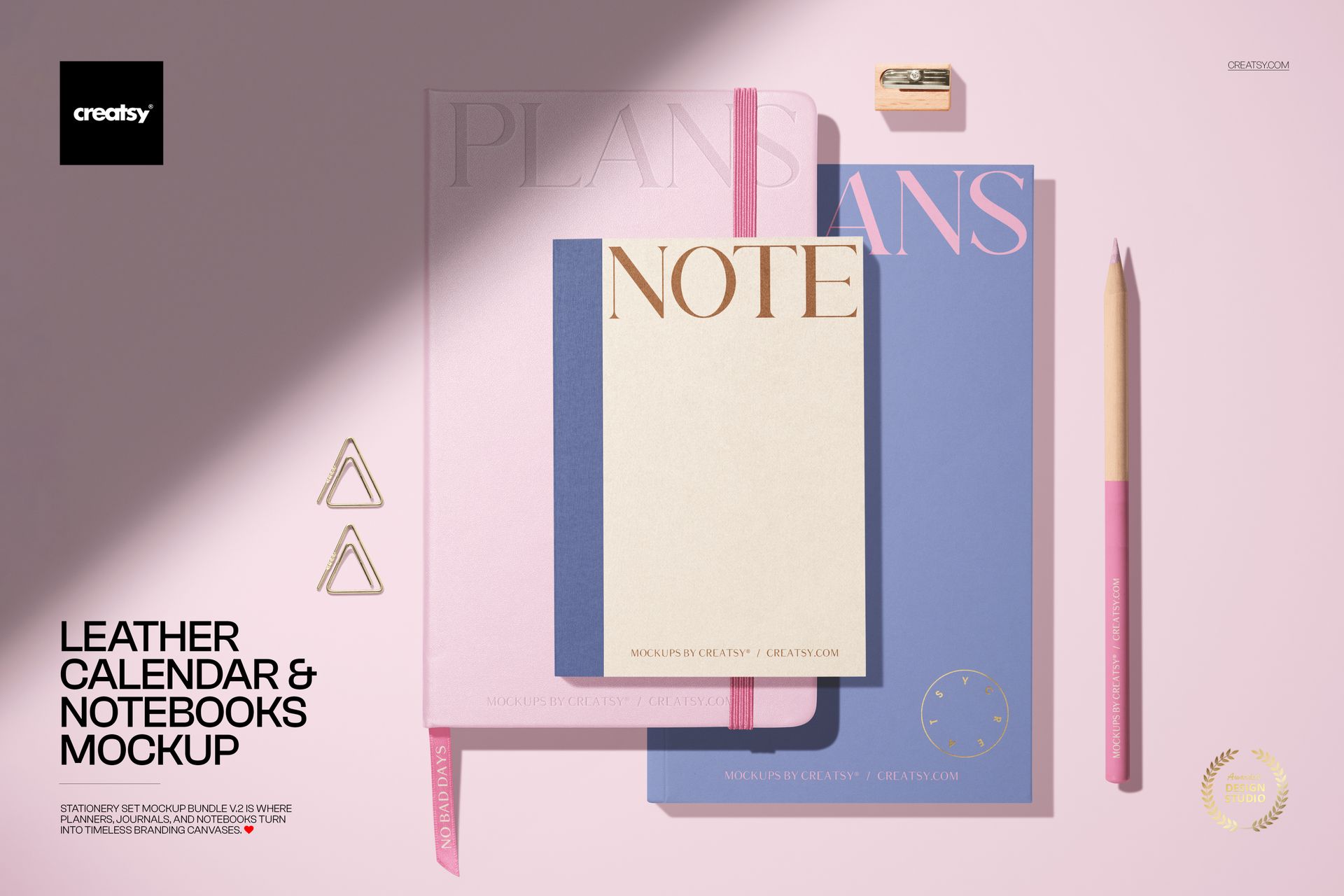 Free Leather Planner Calendar and Notebook Stationery PSD Mockup | Creatsy®