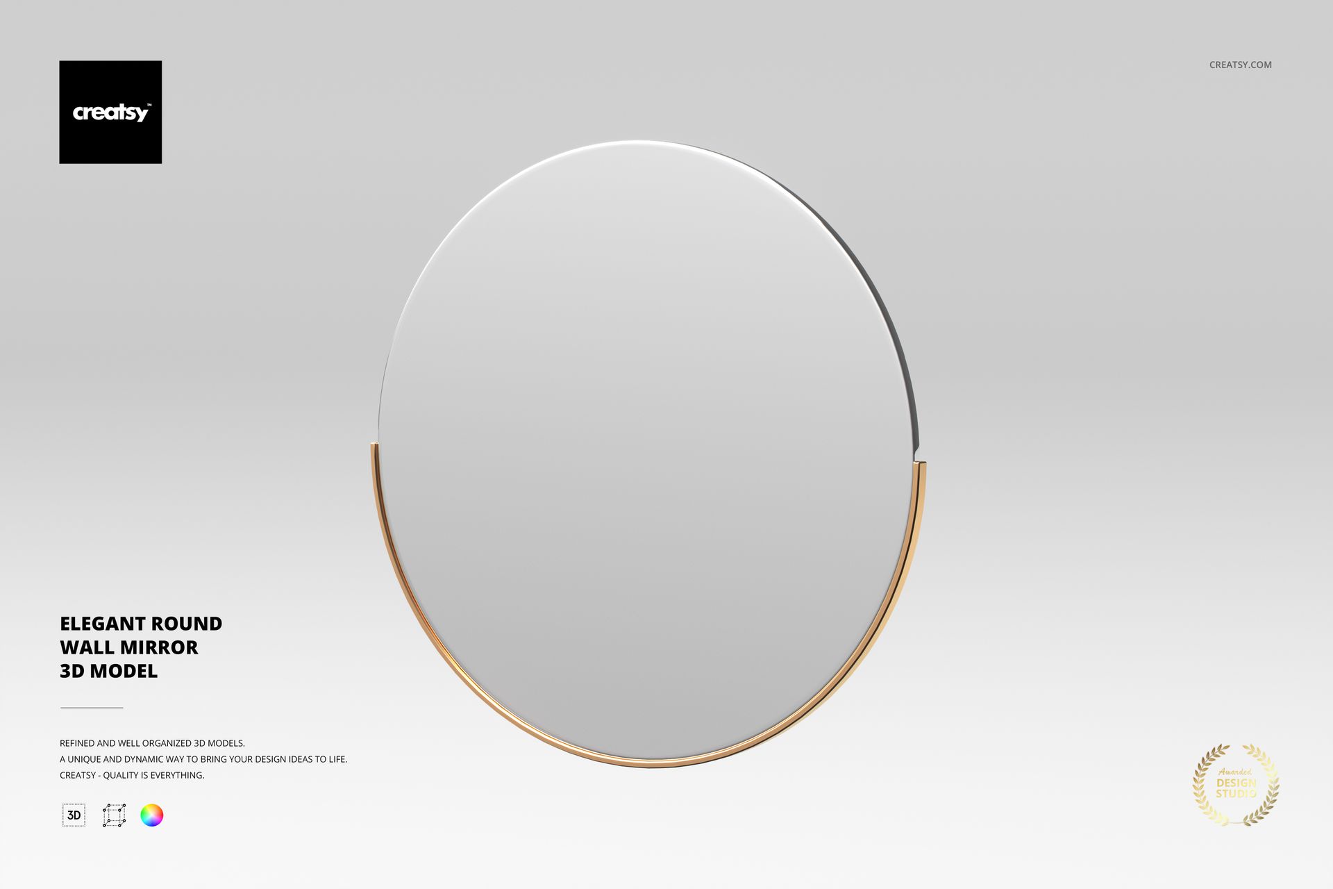 Elegant Round Wall Mirror 3D Model | Creatsy®