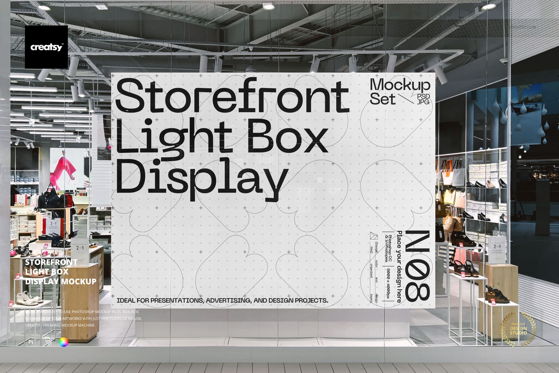 Storefront Light Box Display Mockup | Creatsy®
