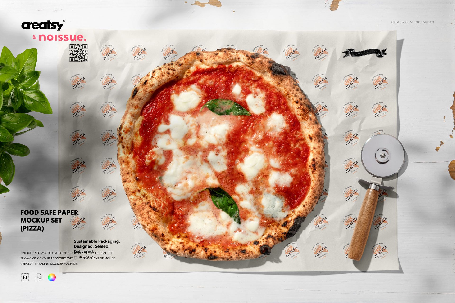 Noissue Food Safe Paper Mockup (pizza) | Creatsy®