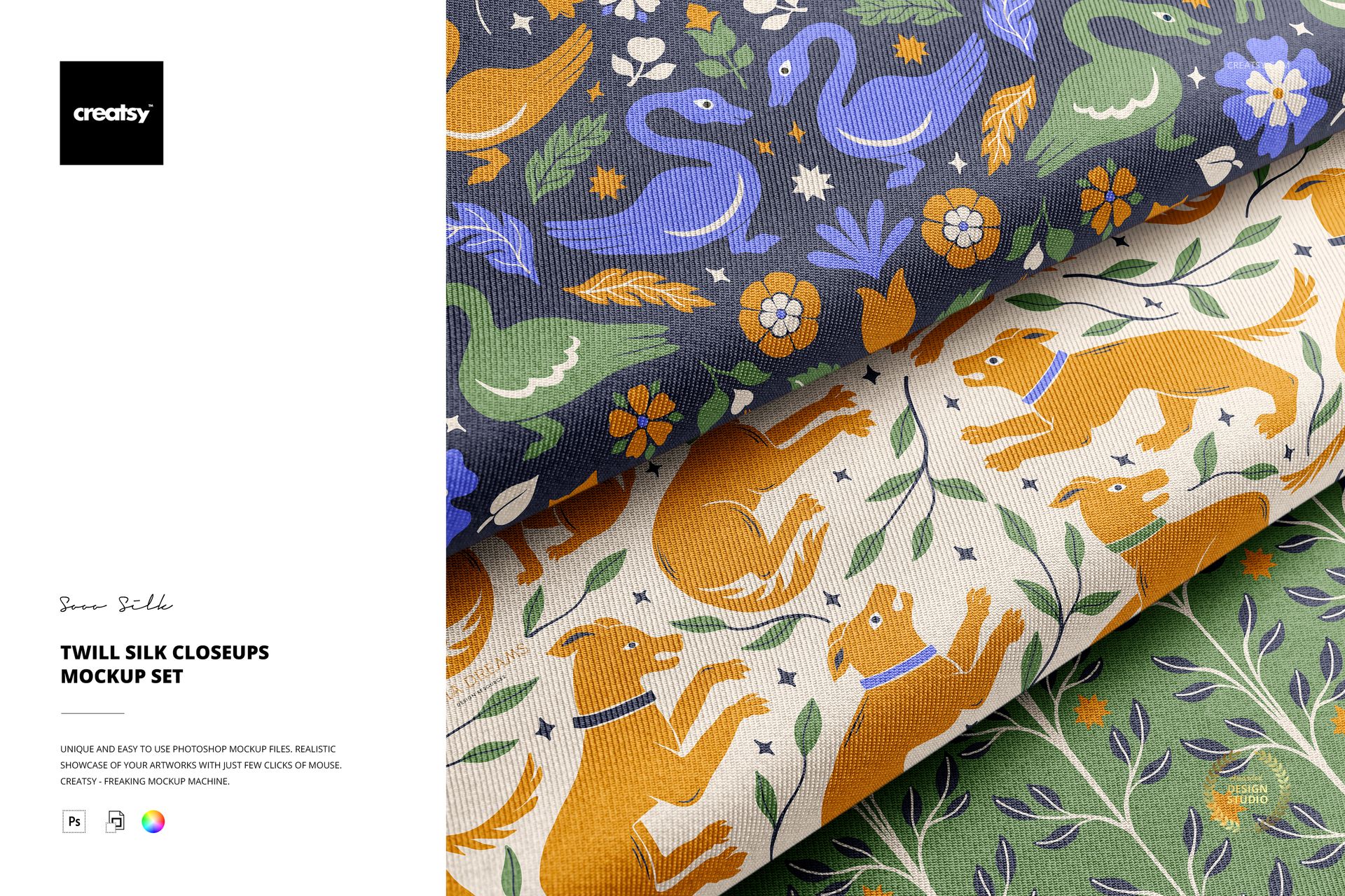 Twill Silk Closeups Mockup Set (16FFv.12) | Creatsy®