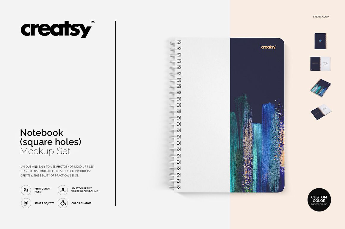 Notebook Mockup Set (square holes) | Creatsy®