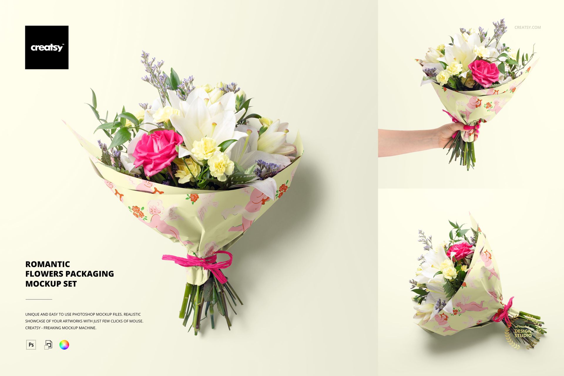 Romantic Flowers Packaging Mockup Set | Creatsy®