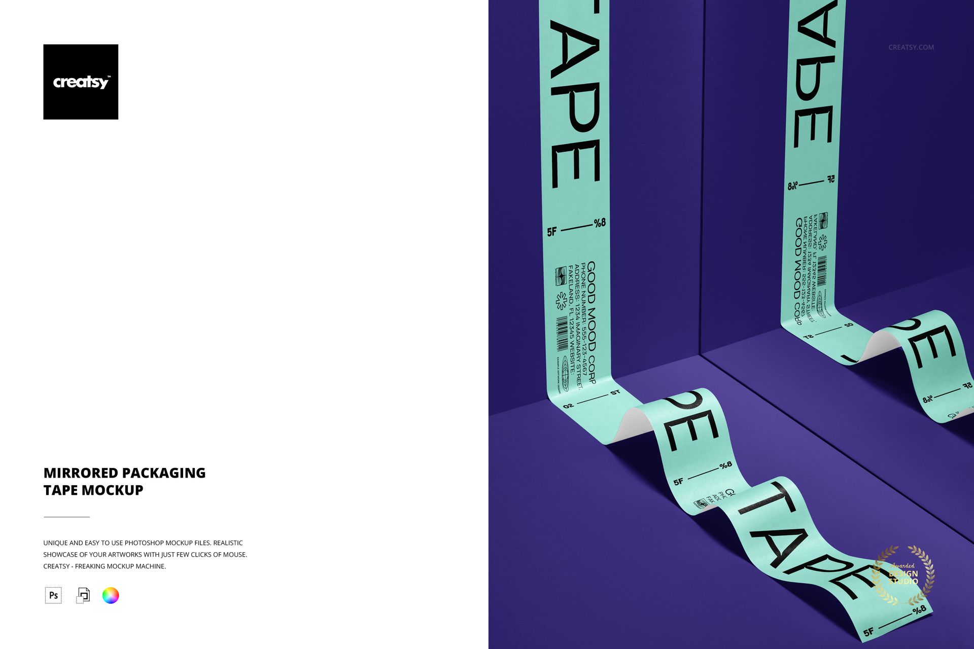 Mirrored Packaging Tape Mockup | Creatsy®