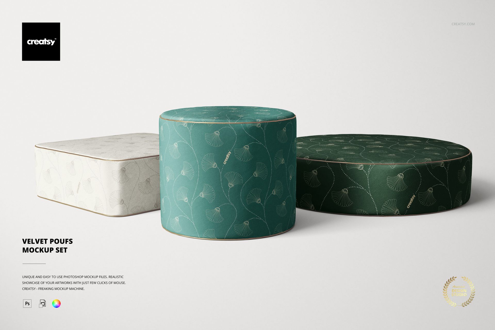 Velvet Poufs Mockup Set | Creatsy®