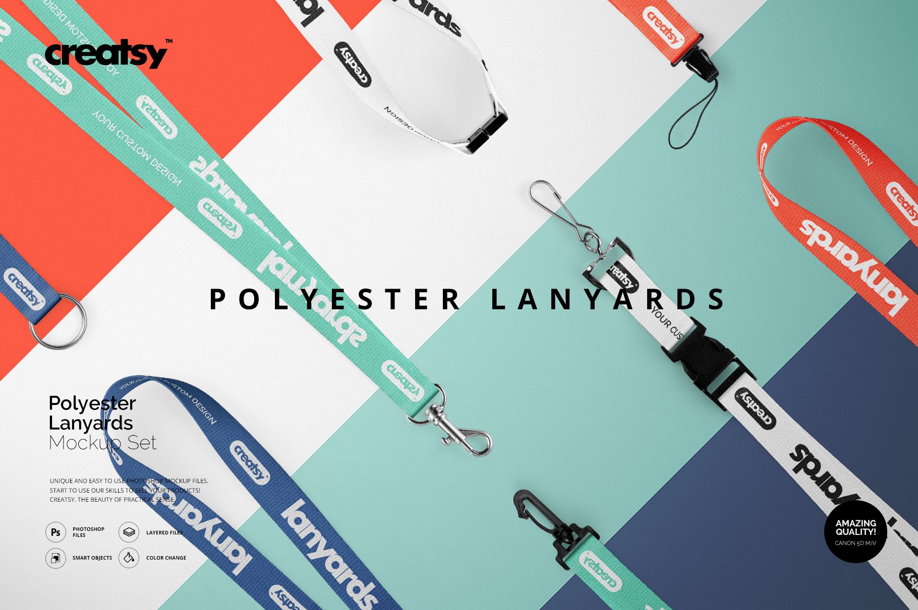 Polyester Lanyards Mockup Set | Creatsy®