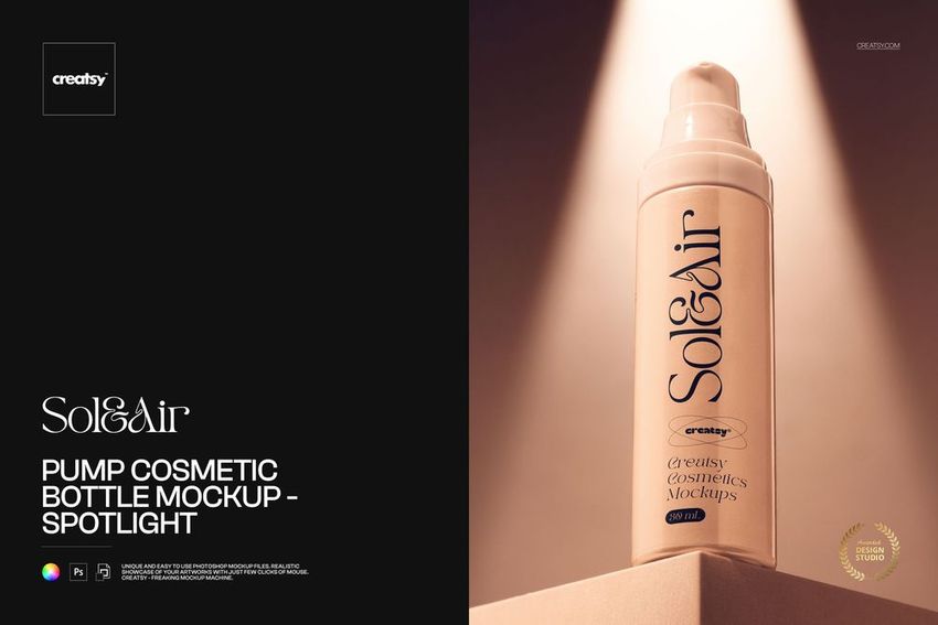 Cosmetics Foam Pump Bottle Mockup | Creatsy®