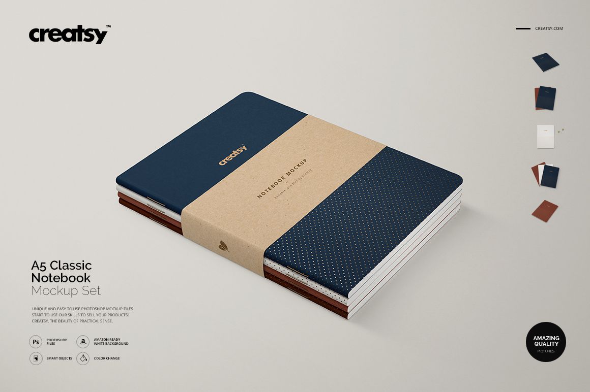 A5 Classic Notebook Mockup Set | Creatsy®