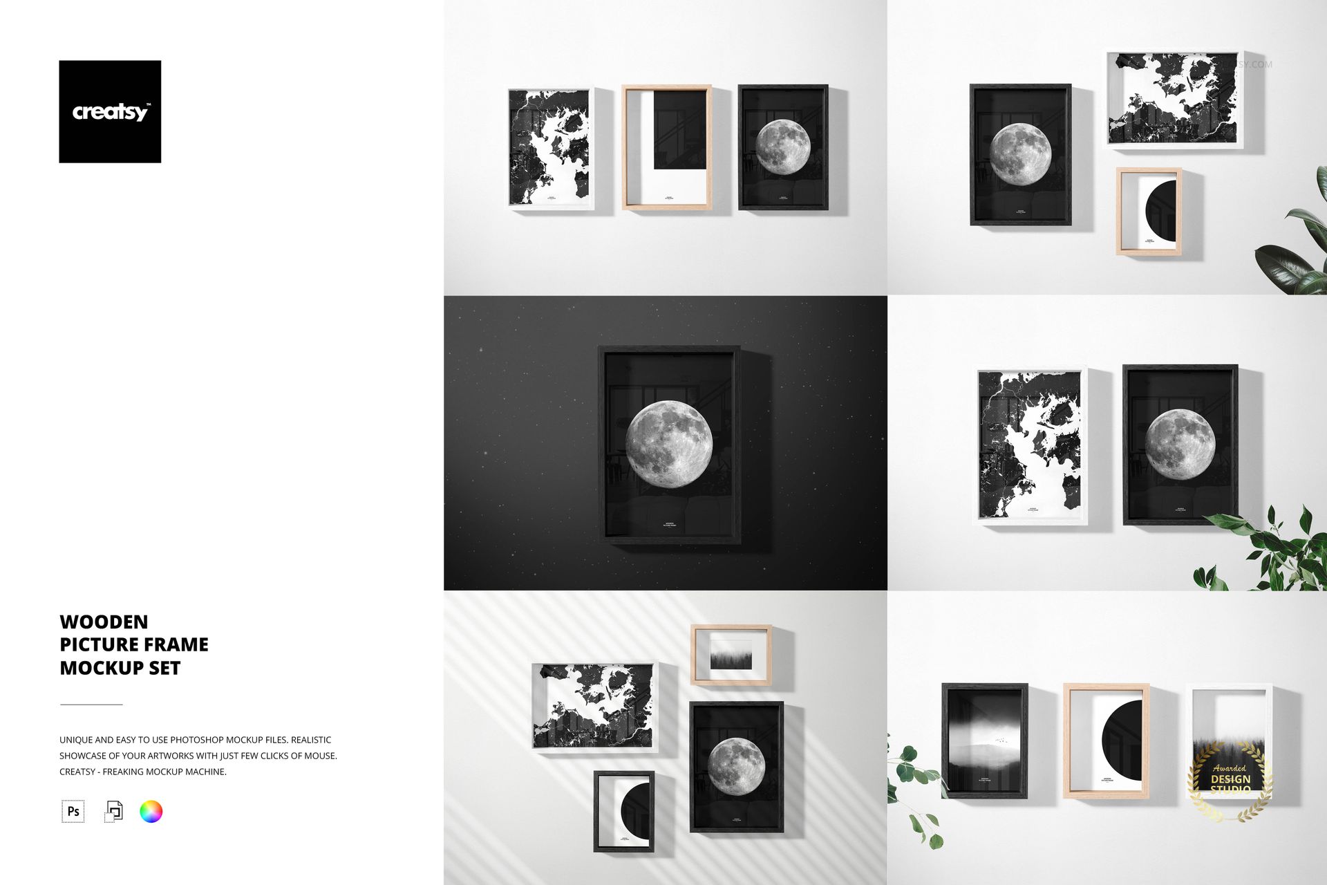 Wooden Picture Frame Mockup Set | Creatsy®