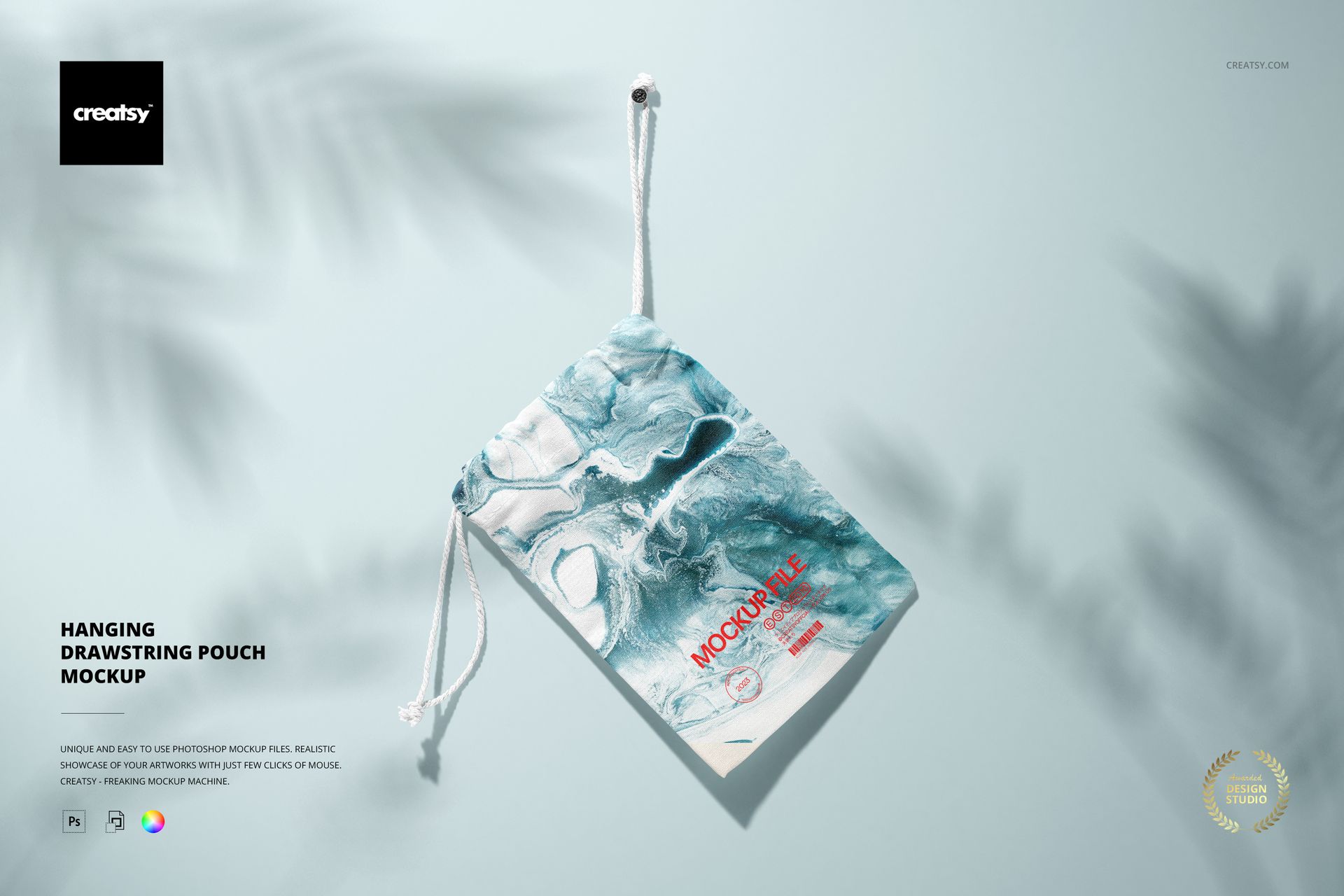 Hanging Drawstring Pouch Mockup | Creatsy®
